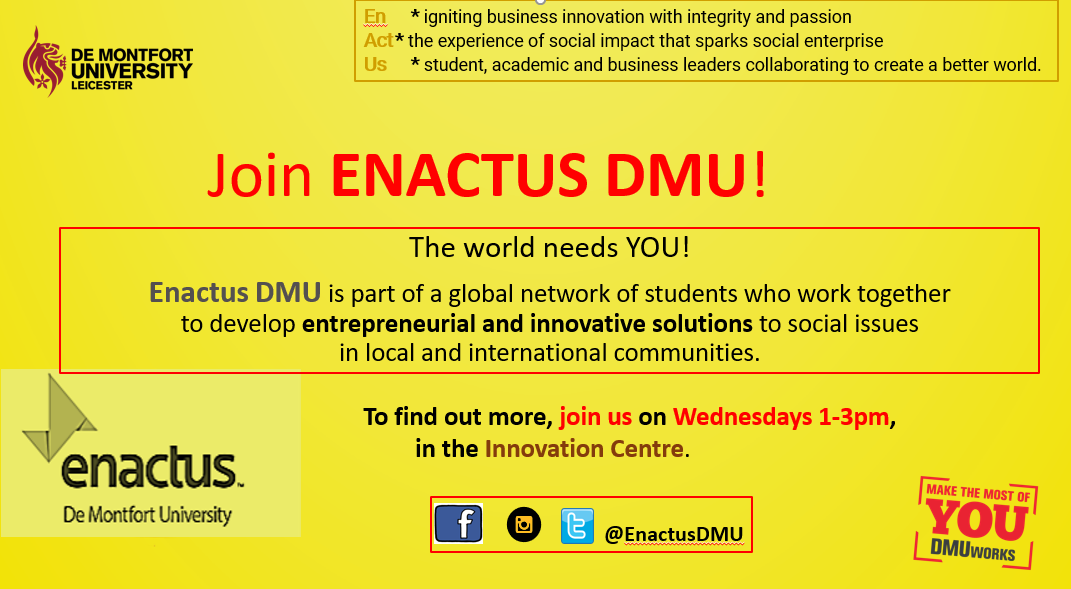 DMU Enactus – get involved in 2019-20 in solving sustainability ...